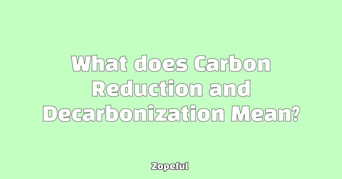 What does Carbon Reduction and Decarbonization Mean? | Zopeful Climate